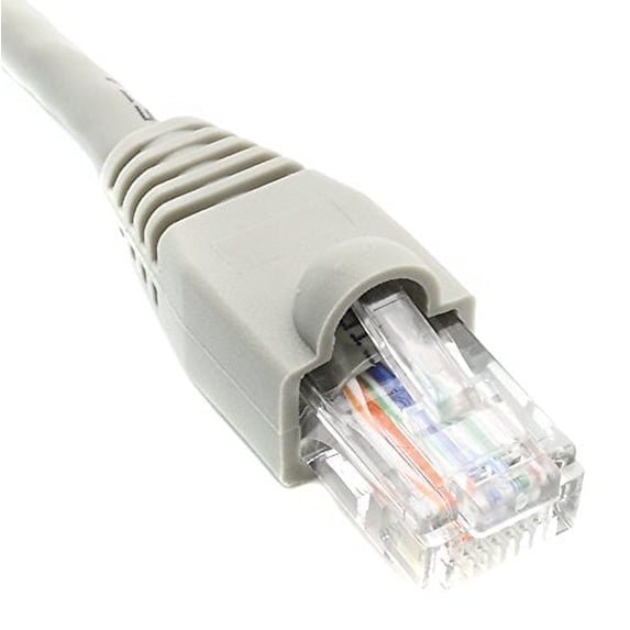 7ft (7 FT) Cat5e Ethernet Network Crossover Cable Gray w/Orange Boots ...