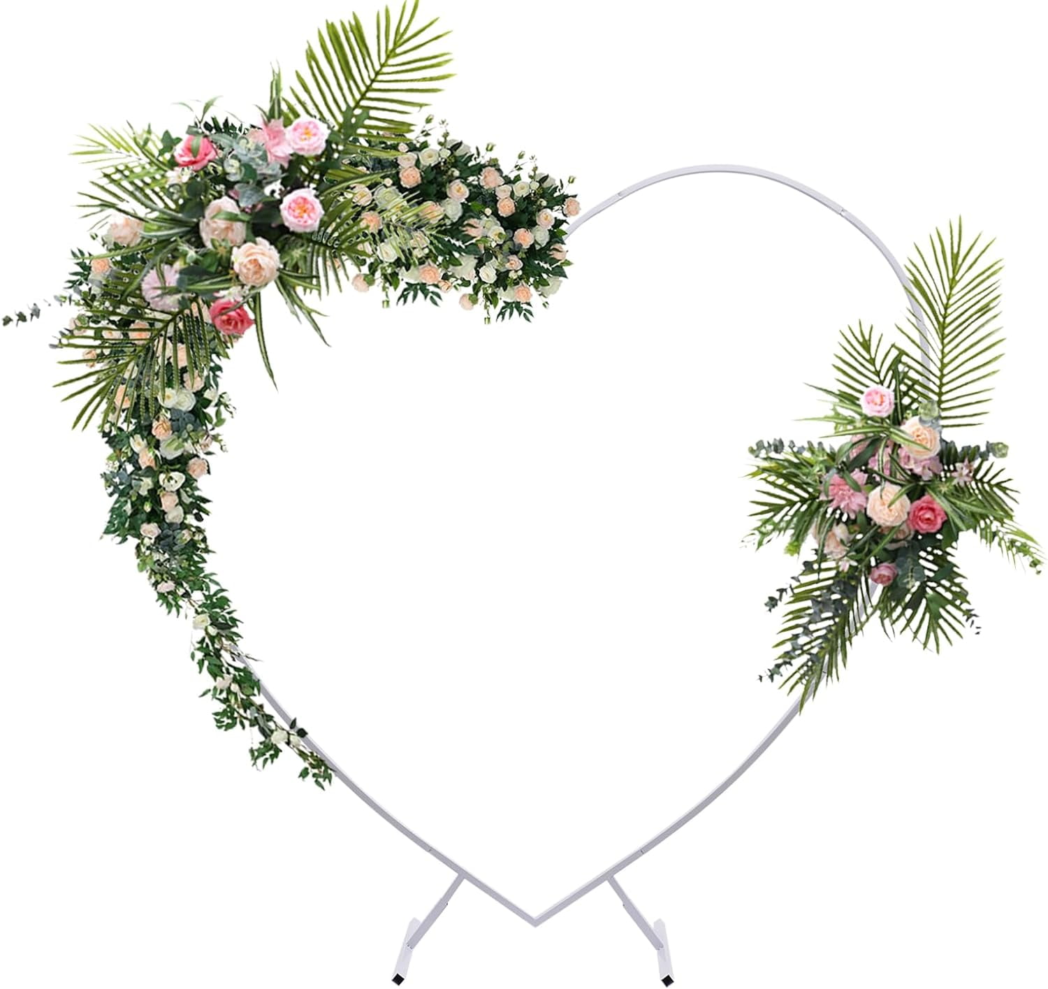 7ft/83 Heart Shape Wedding Arch Stand with Large Base, Carbon Steel ...