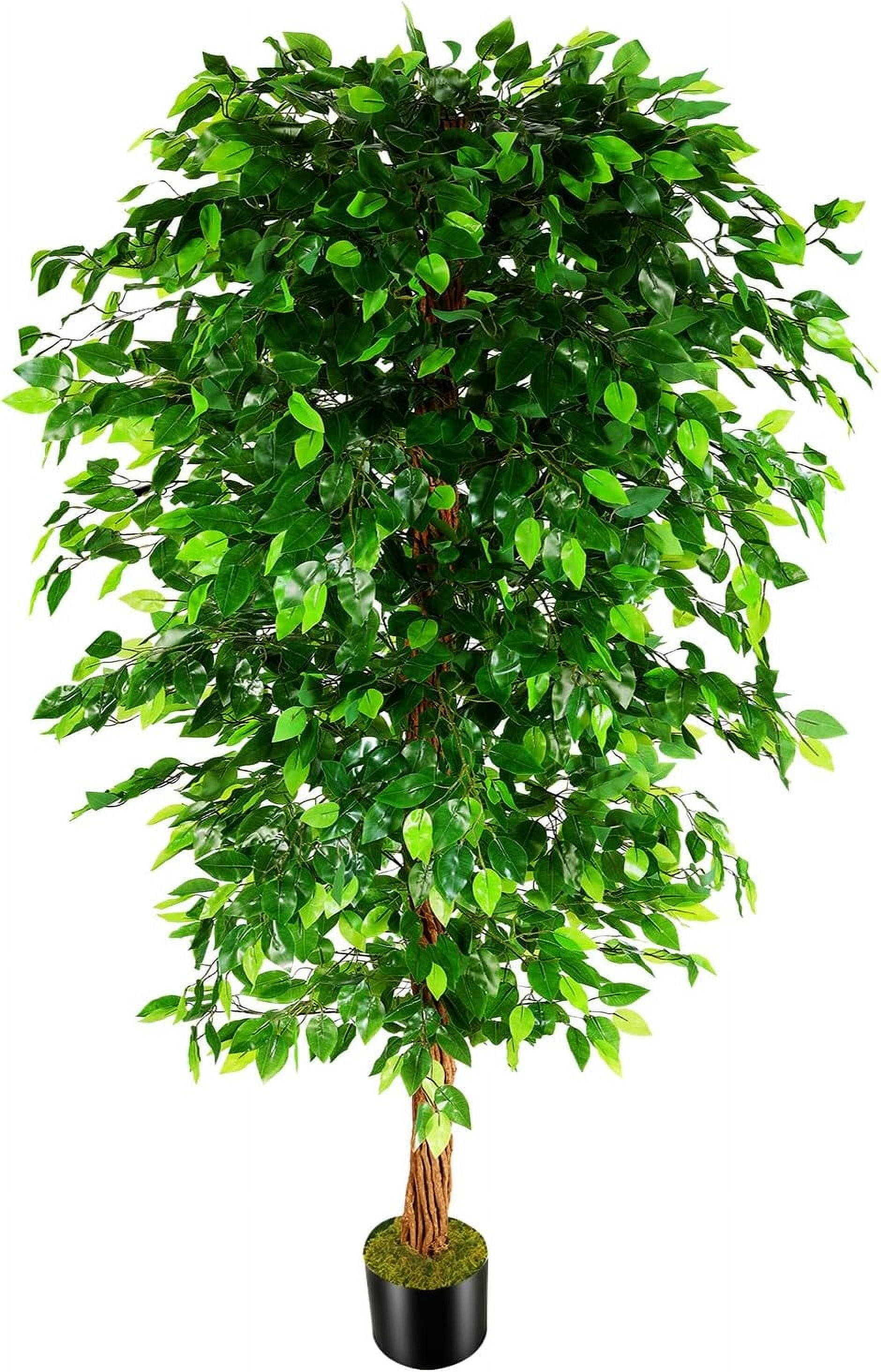 7ft Artificial Ficus Silk Tree (82in) with Plastic Nursery Pot Faux ...