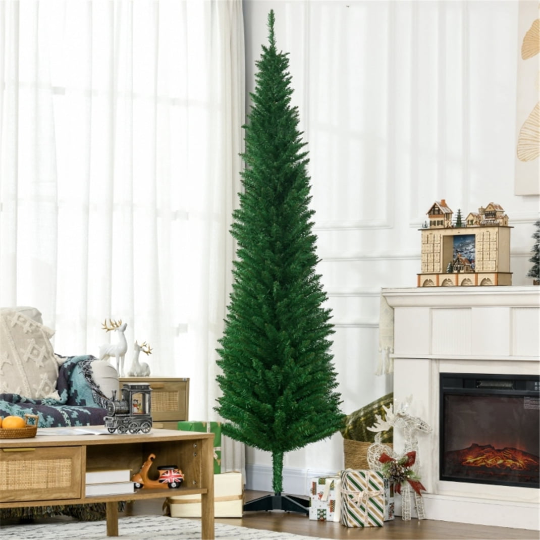 7ft Artificial Pencil Slim Light Green Christmas Tree Unlit-Tall Skinny ...