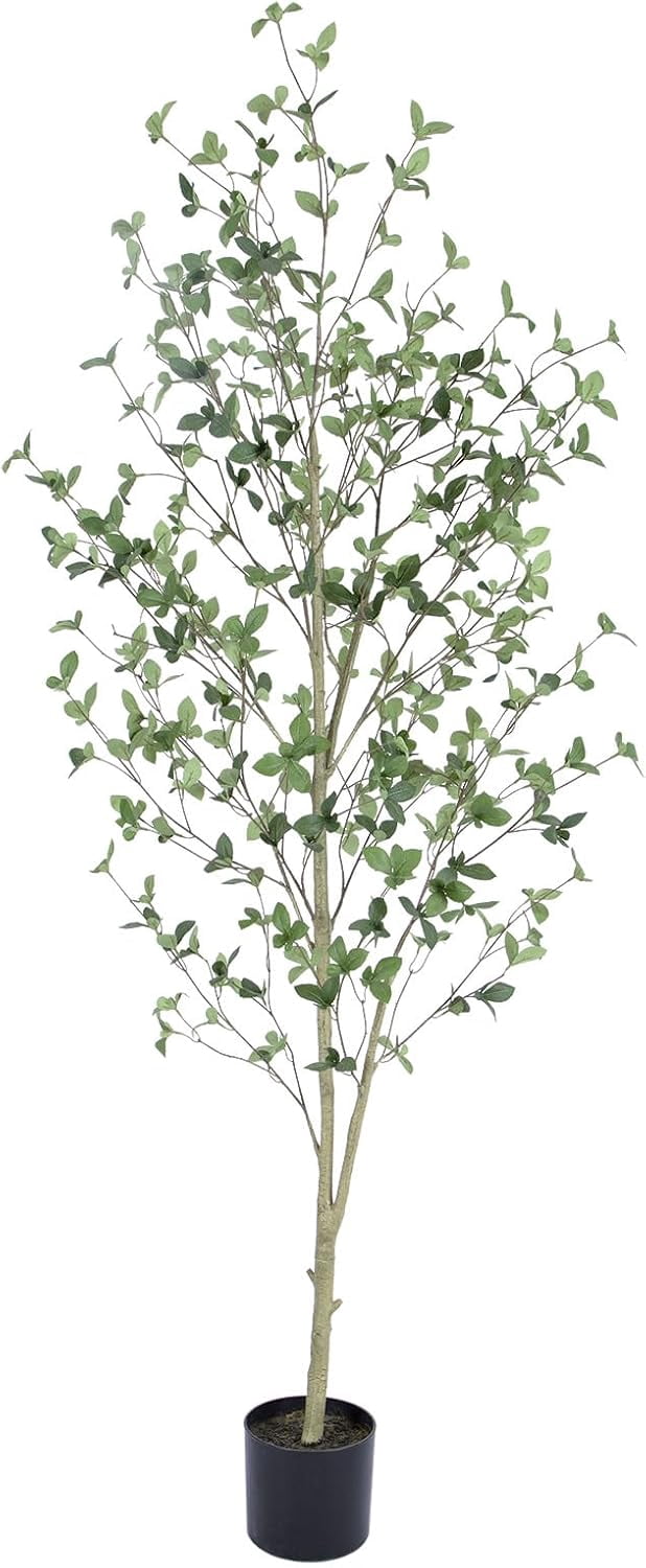 7ft Artificial Quince Leaf Tree with Realistic Trunks, 84in Faux Quince ...