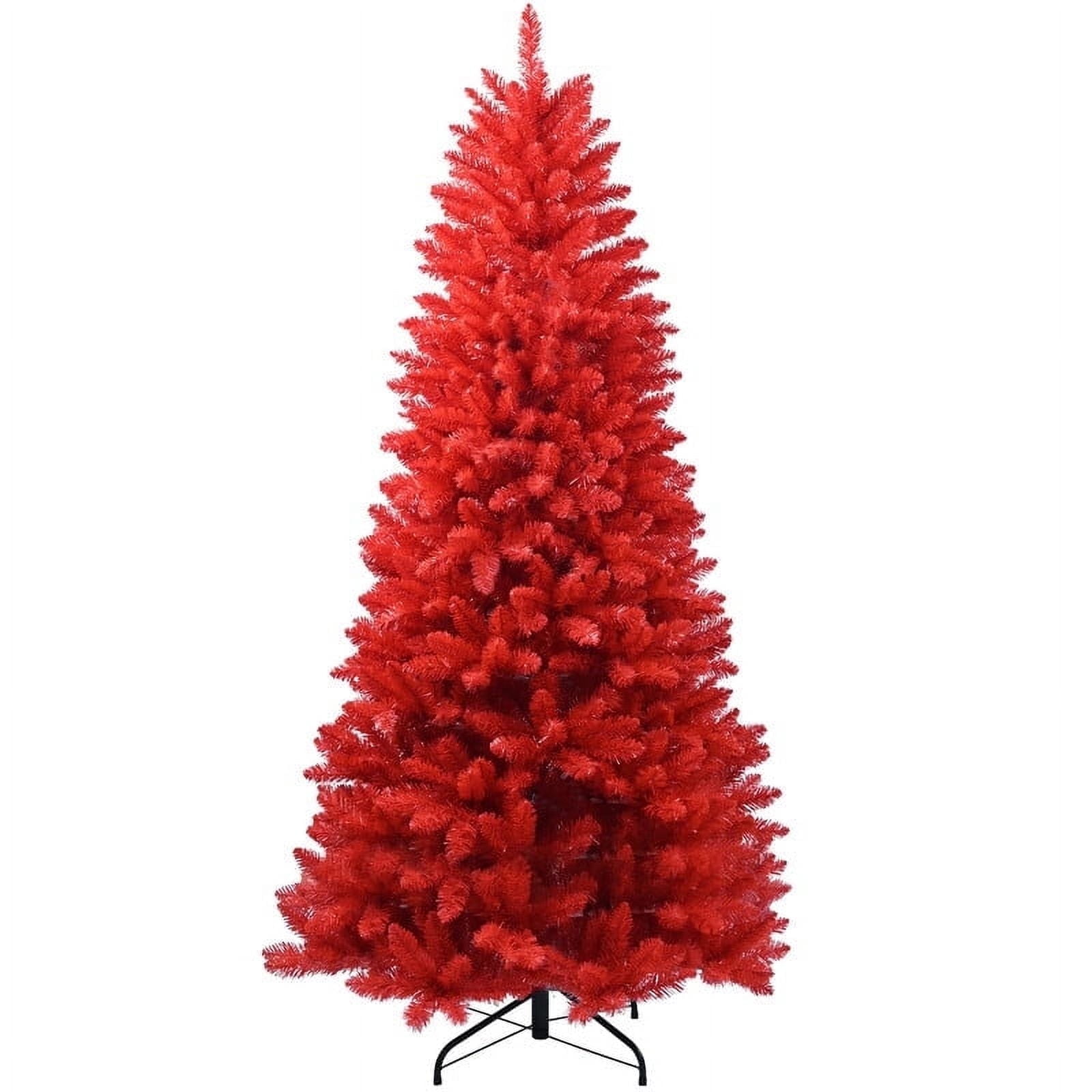 Makeatree 7ft Artificial Red Christmas Tree Full Real Halloween Xmas ...