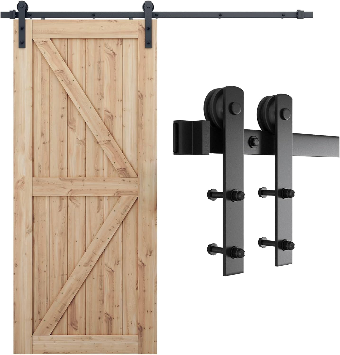 7ft Barn Door Hardware Kit, Barn Door Track, Sliding Door Hardware Kit ...