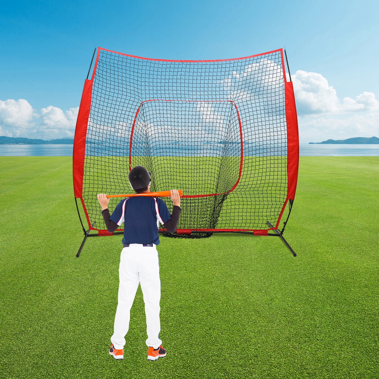 7ft Baseball Softball Backstop Practice Net Hitting Pitching Batting ...