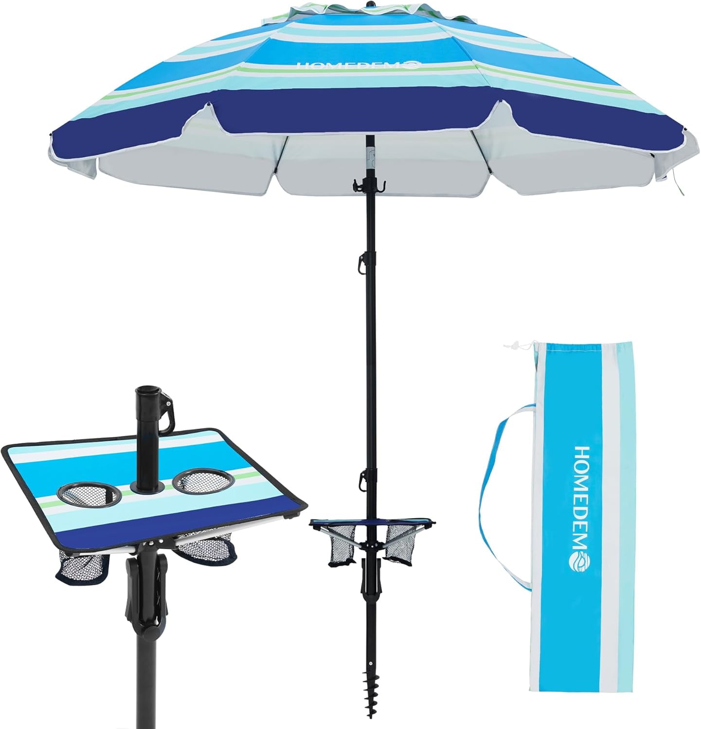 7ft Beach Umbrellas For Sand Heavy Duty Wind, Portable Beach Umbrella ...