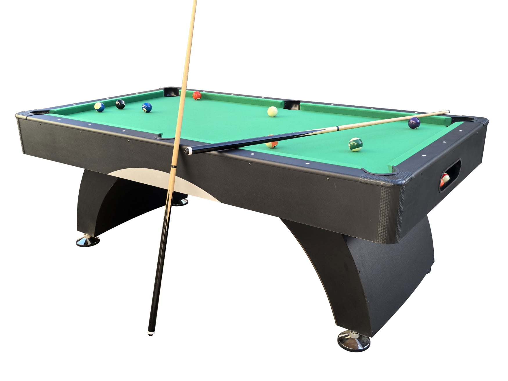 7ft Billiard Table with Black & Green Finish - MDF Game Room Table for ...