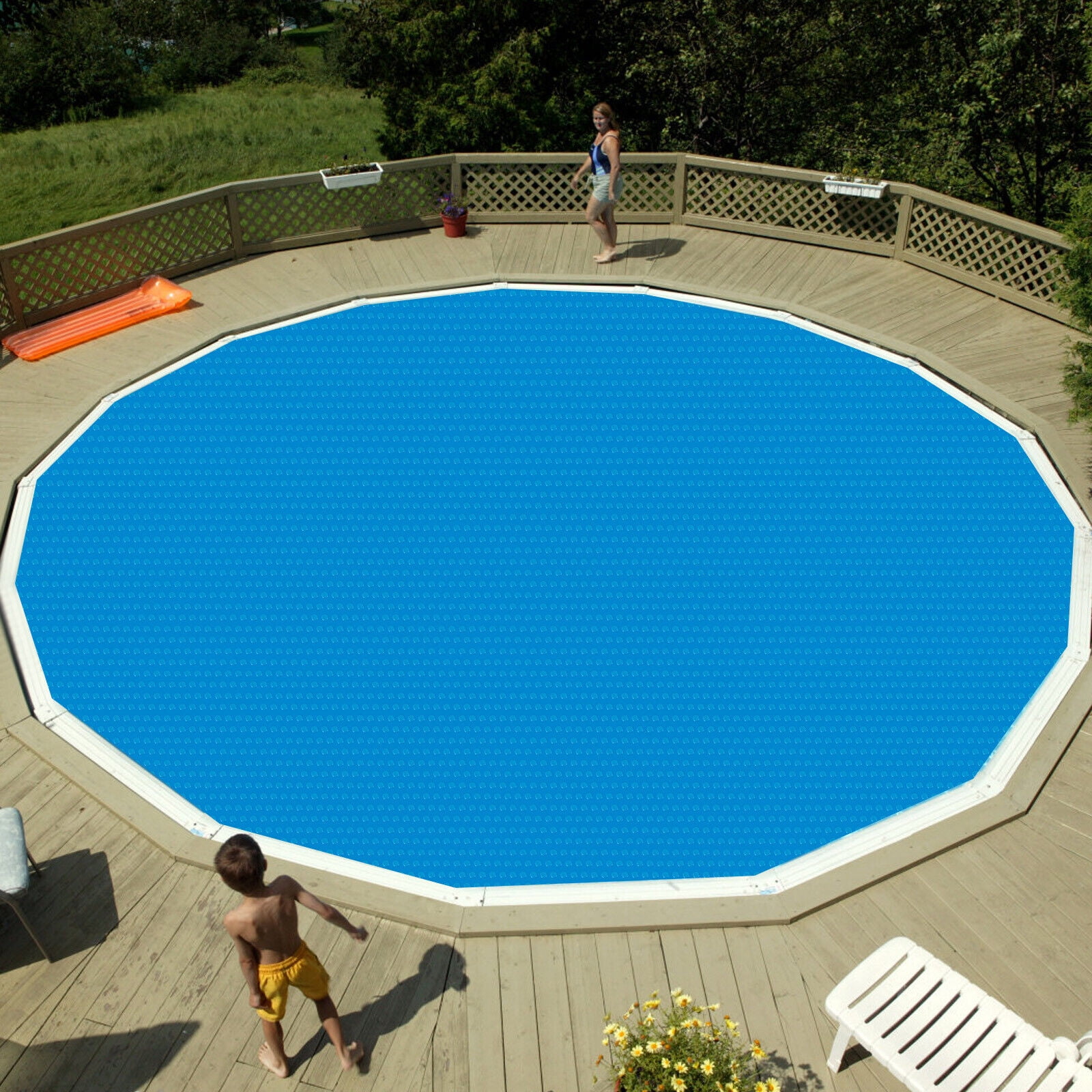 7ft Blue Swimming Pool Cover, PE Solar Pools Cover Round Swimming Pool ...