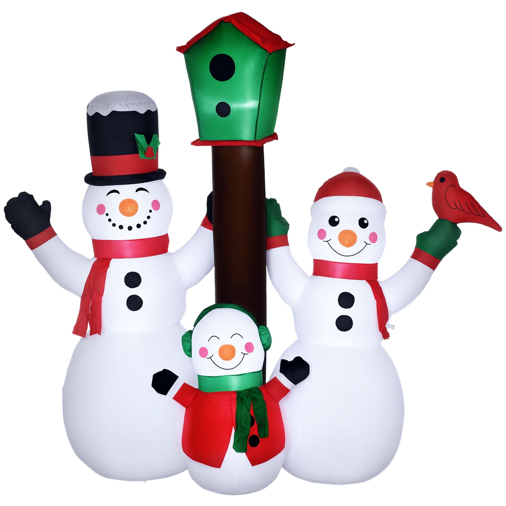 7ft Christmas Inflatables Outdoor Decorations Snowman Family with Bird ...