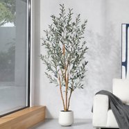 6 ft Tall Large Indoor Faux Moringa Oleifera Tree in Pot, Artificial ...
