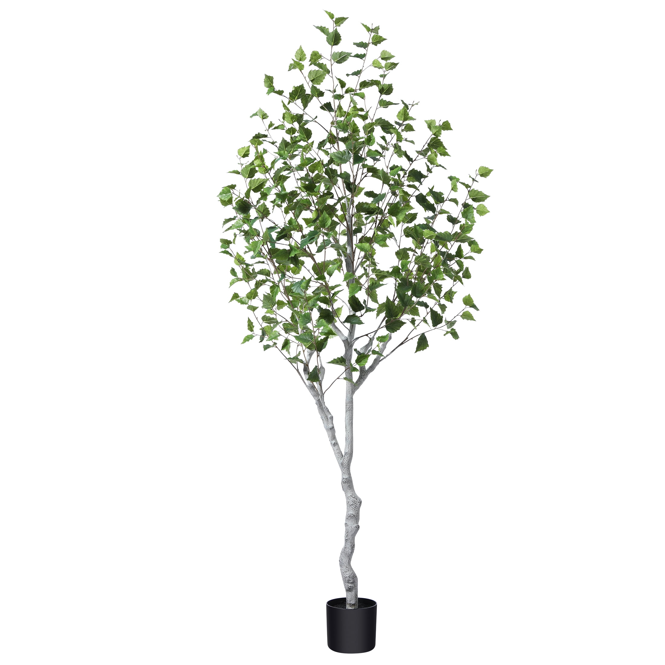 7ft Fake Plastic Betula Tree in Pot, Pre Potted Faux Greenry Plant for ...