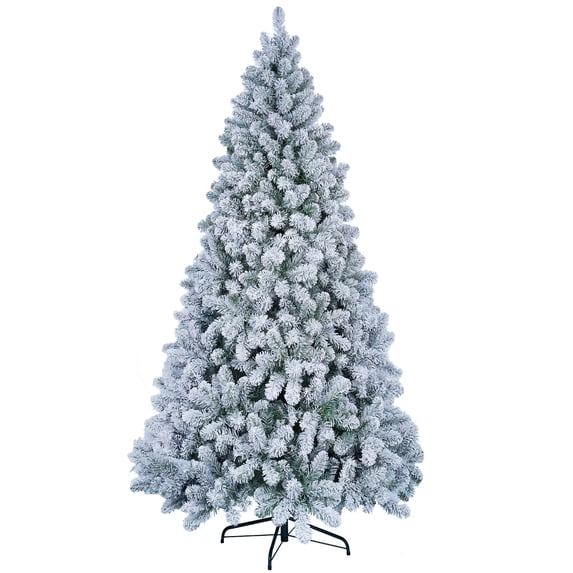 7ft Flocked Christmas Tree, Pre-Lit Artificial Pine Tree 320 Warm White ...