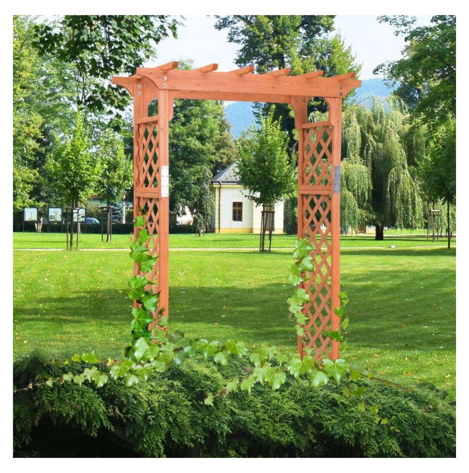7ft Garden Arbor, Wooden Archway Plant Pergola for Outdoor Wedding ...