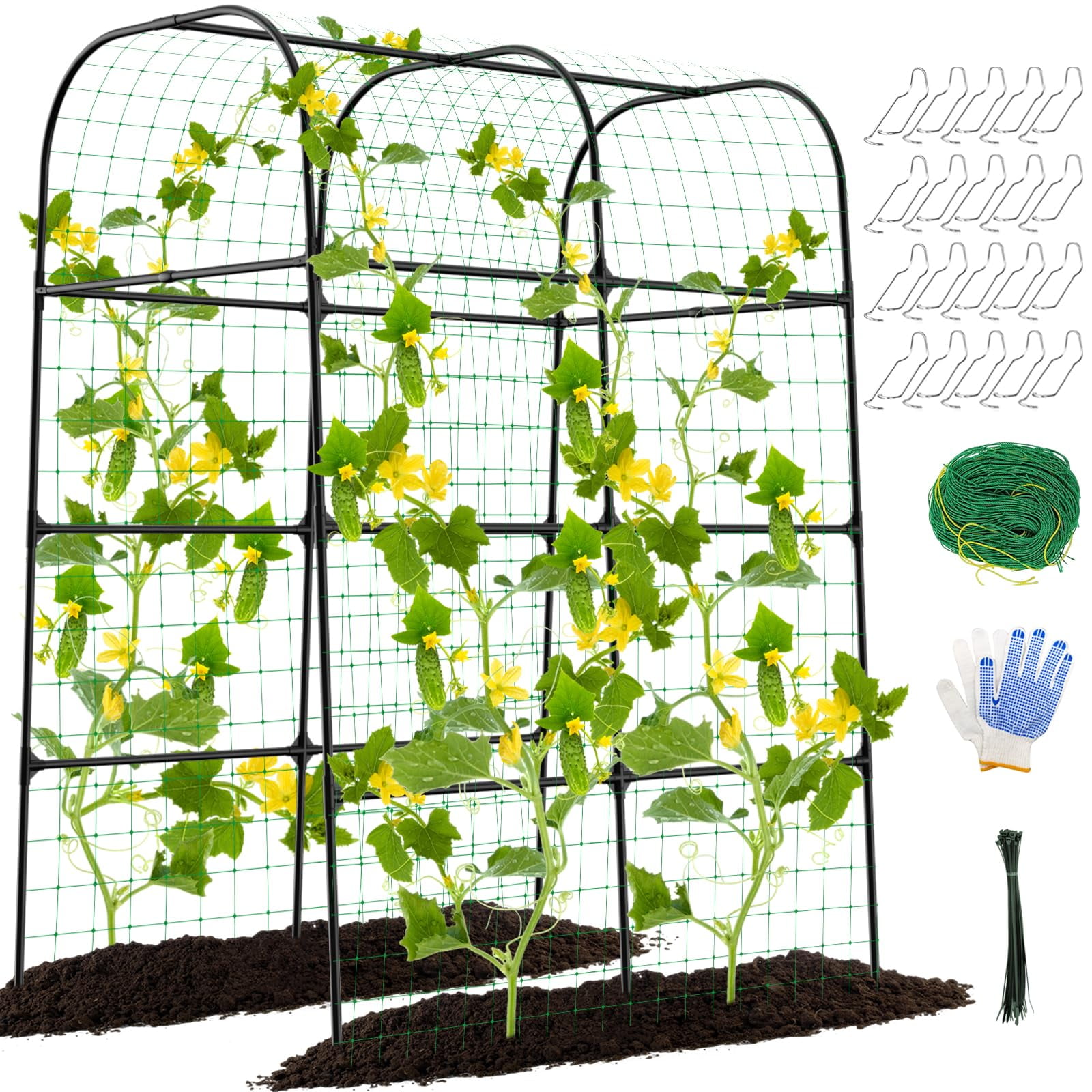 7ft Garden Arch Trellis,Tall Cucumber Trellis for Raised Bed, Grape ...