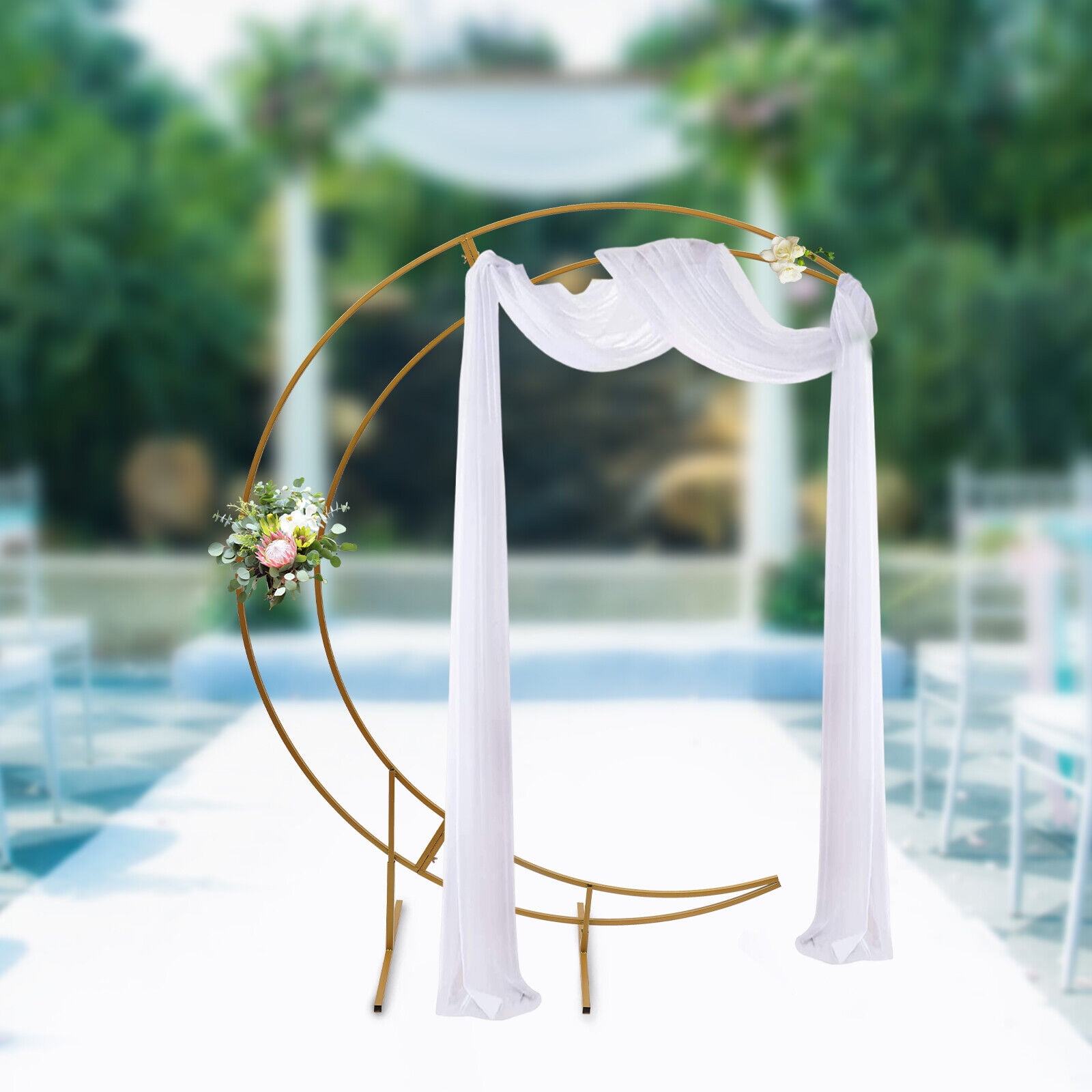 7ft Gold Metal Crescent Moon Wedding Arch Stand, Curved Flower Balloon ...