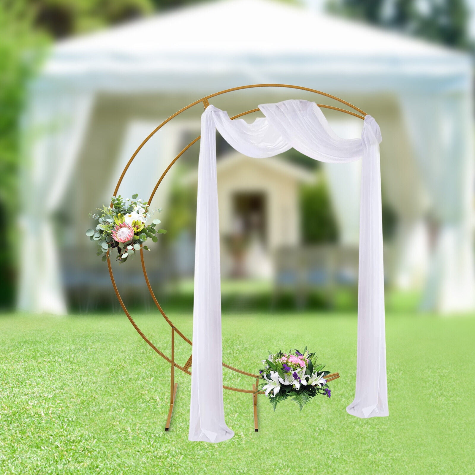 7ft Gold Metal Crescent Moon Wedding Arch Stand, Curved Flower Balloon ...