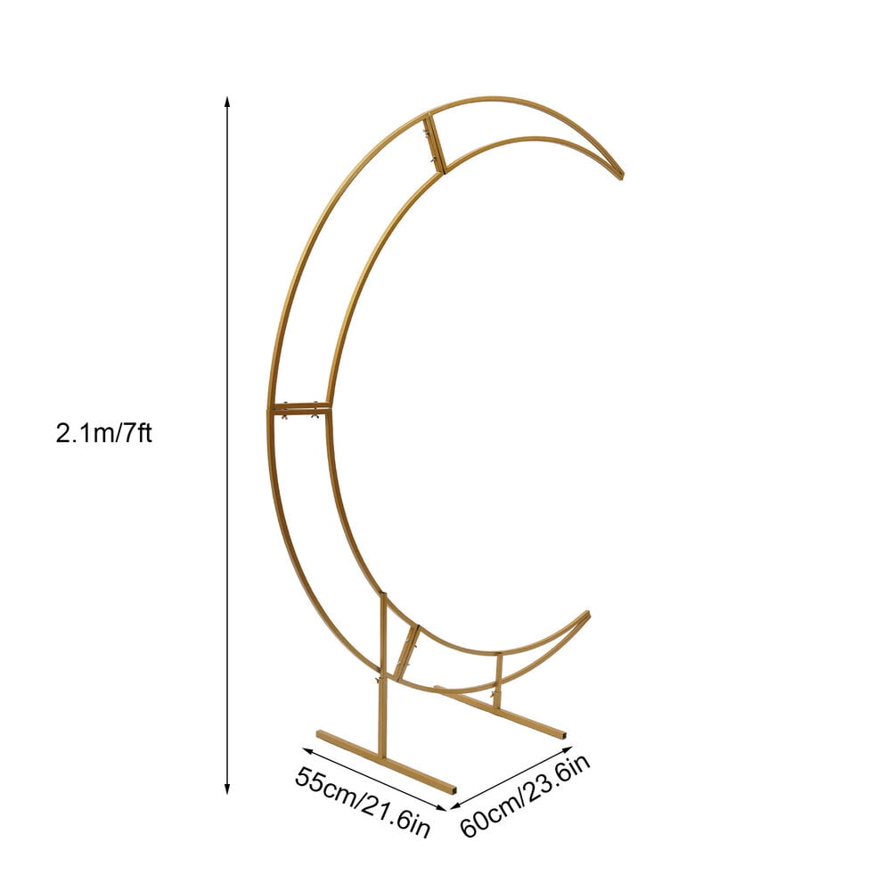 7ft Gold Metal Crescent Moon Wedding Arch Stand, Curved Flower Balloon ...