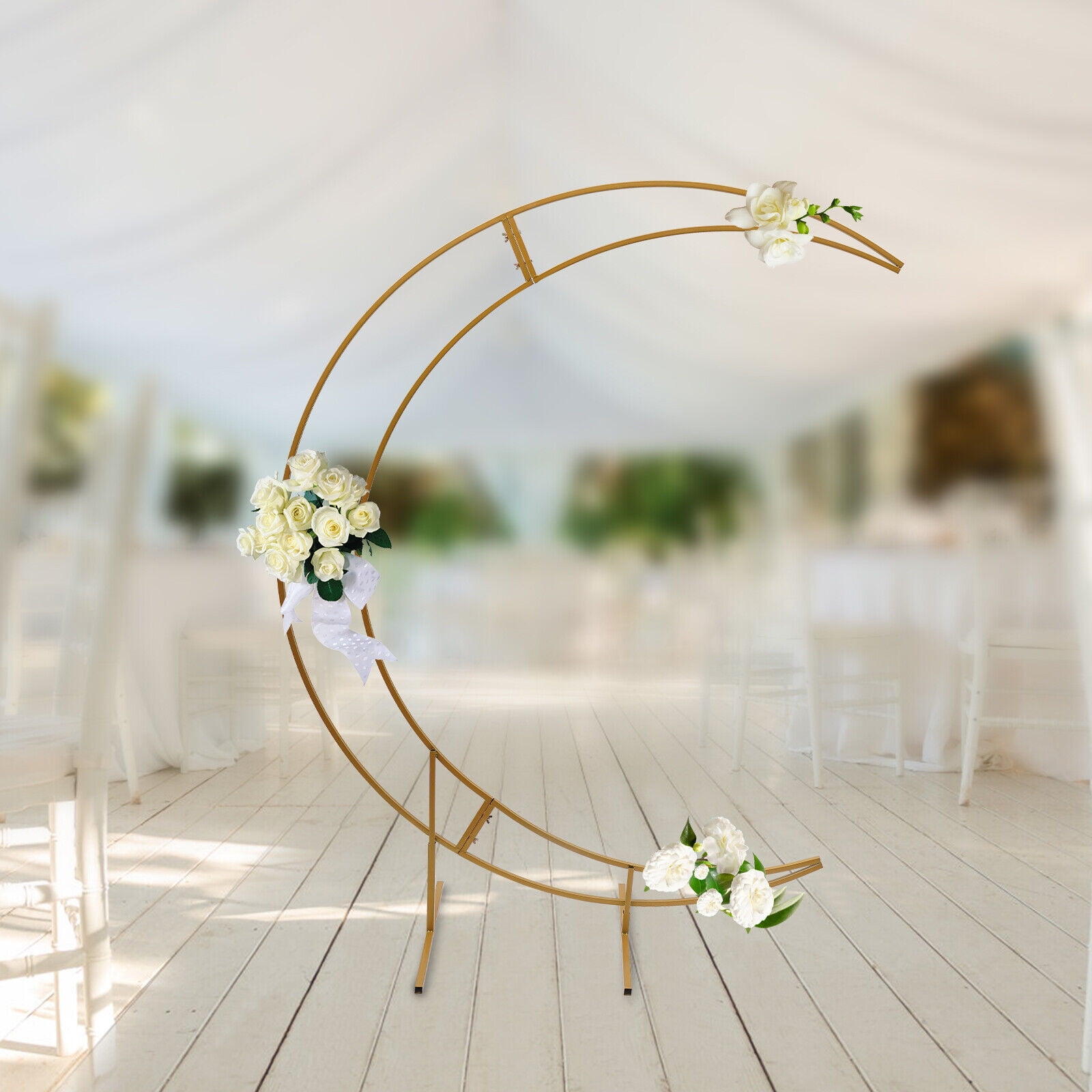 7ft Gold Metal Crescent Moon Wedding Arch Stand, Curved Flower Balloon ...