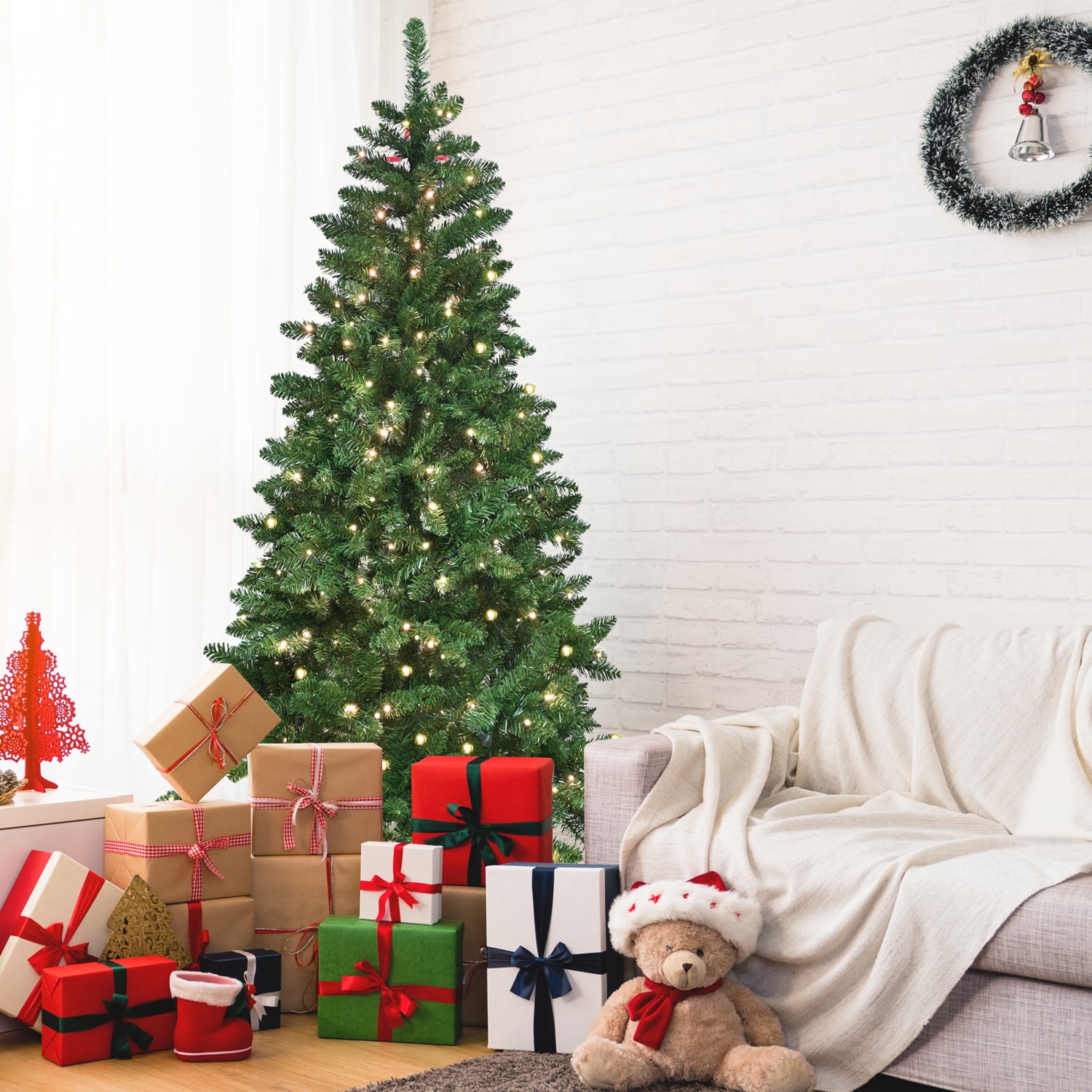 7ft Green Christmas Tree with 400 WiFi-Controlled RGB LED Lights, 1063 ...