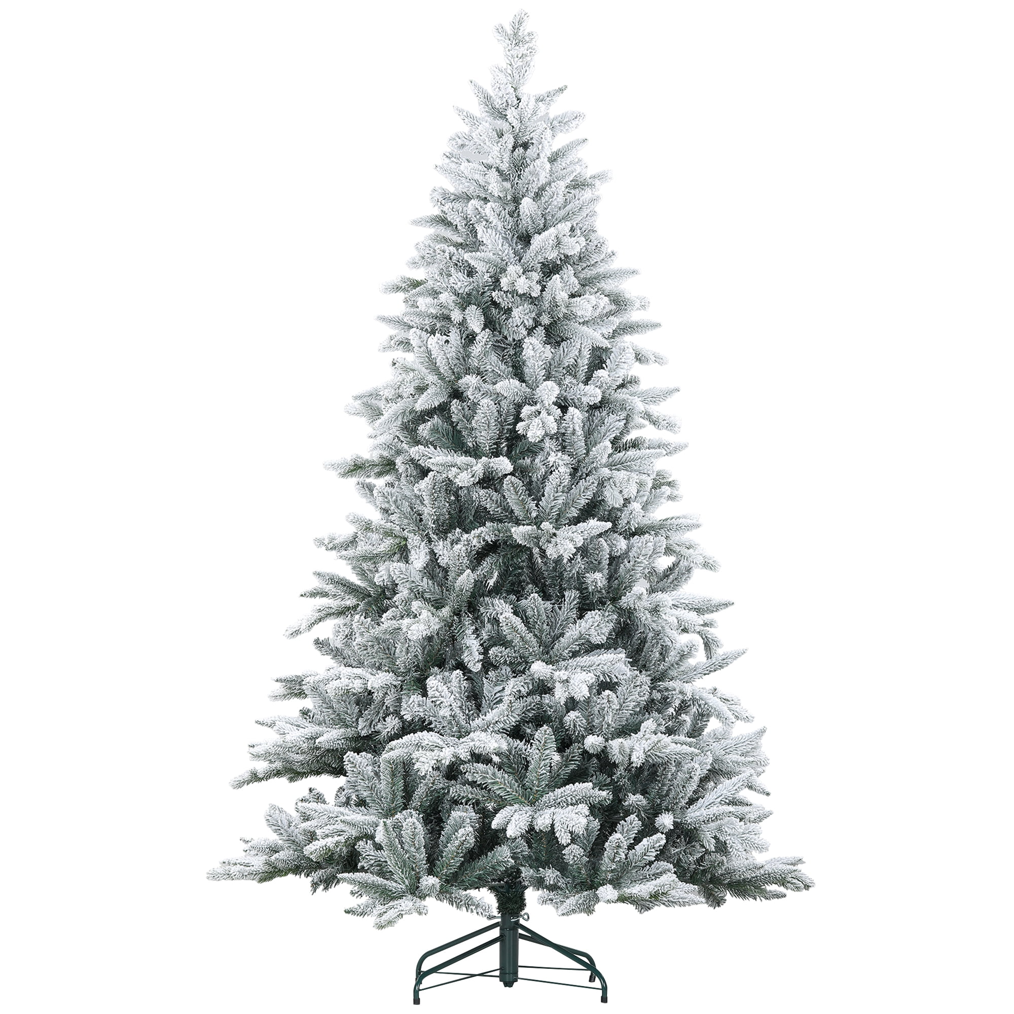 7ft Green Flocked Artificial Christmas Tree with 1401 Tips, Hinged ...