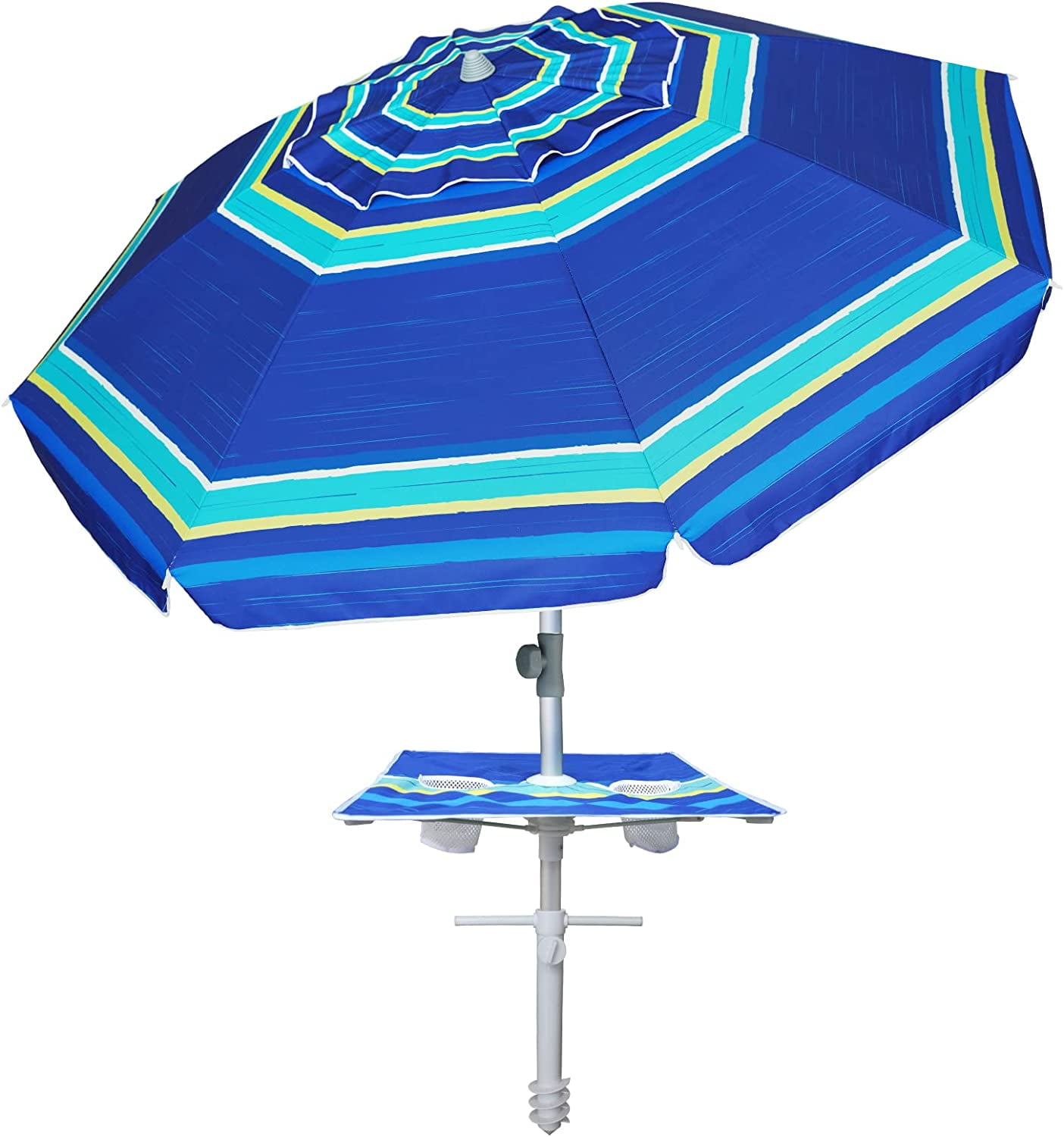 7ft Heavy Duty High Wind Beach Umbrella with sand anchor, Built-in ...