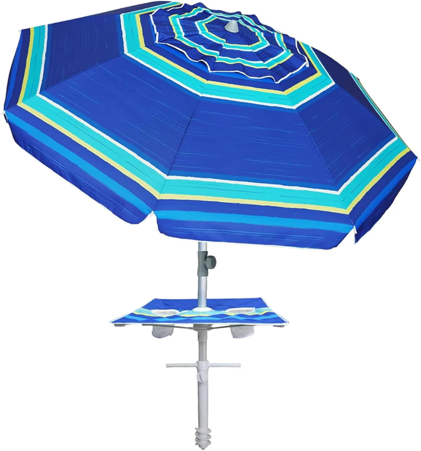 7ft Heavy Duty High Wind Beach Umbrella with sand anchor, Built-in ...