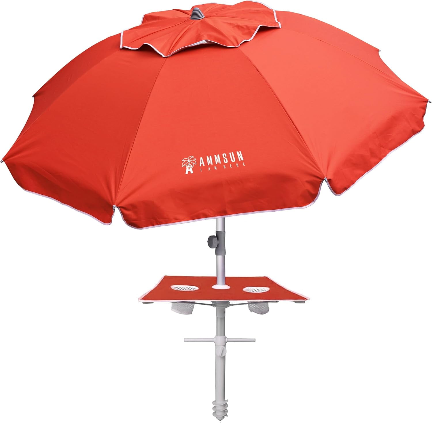 7ft Heavy Duty High Wind Beach Umbrella with sand anchor, Built-in ...