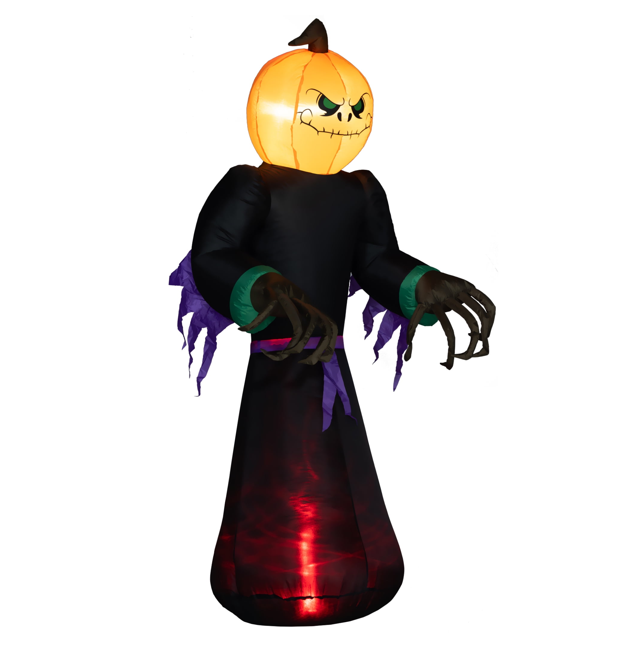 7ft Inflatable Reaper Ghost Pumpkin Decoration, Blow Up Outdoor LED ...