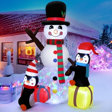 Airblown Inflatables Animated Penguin with Snowman on Bobsled - Walmart.com