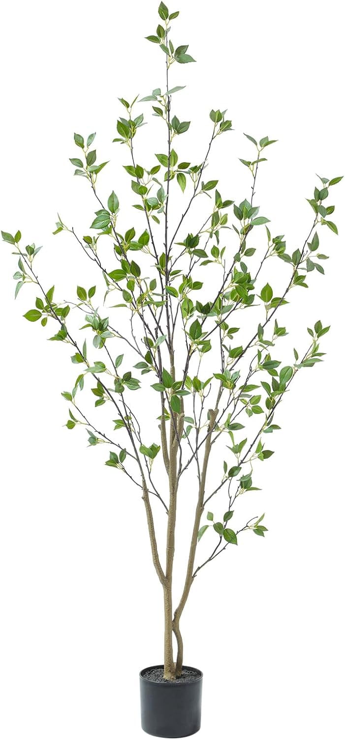 7ft Minimalist Artificial Citrus Tree with Large Exquisite Planter 84in ...