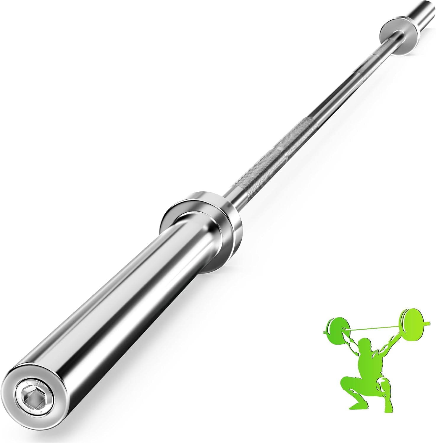 7ft Olympic Barbell, 87" Weightlifting Bar, 25mm Knurled Grip, Fits 2 ...