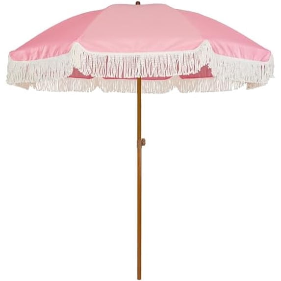 7ft Patio Umbrella with Fringe Outdoor Tassel Umbrella UPF50+ Premium ...