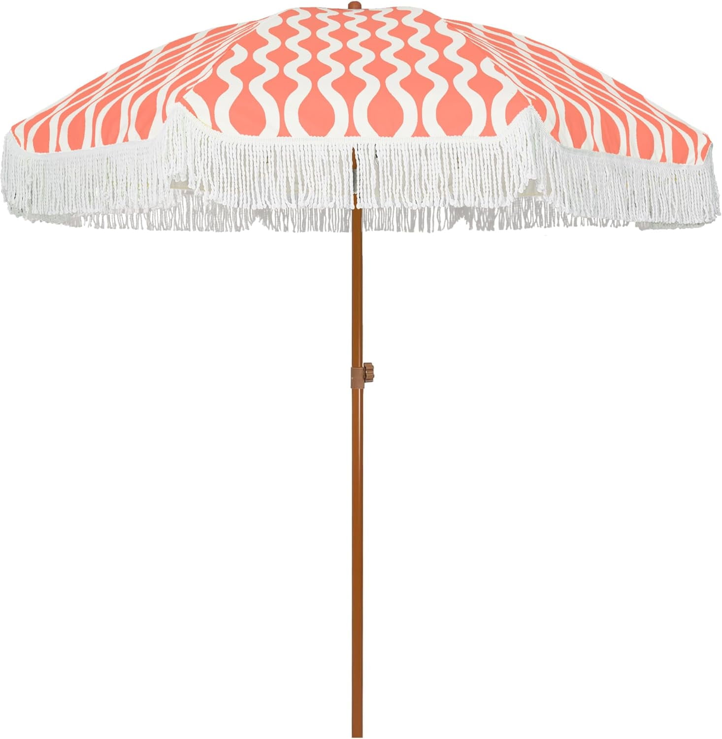 7ft Patio Umbrella with Fringe Outdoor Tassel Umbrella UPF50+ Premium ...