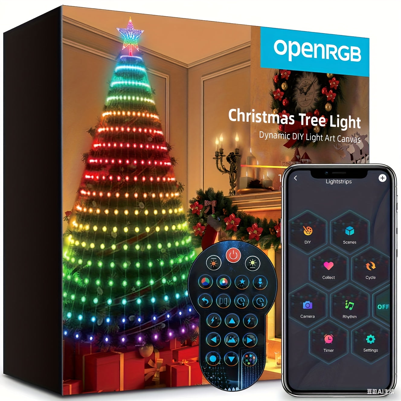 7ft Plug in Christmas Tree Lights - Multicolor LED Animated Lightshow ...