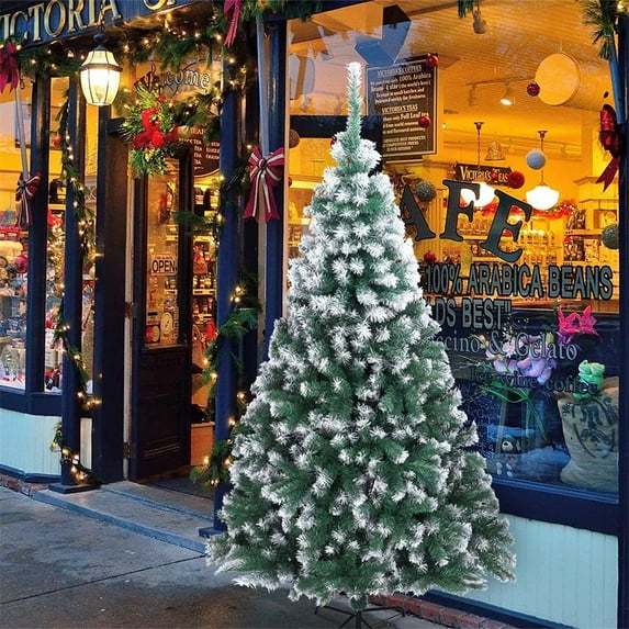 7ft Pre-Lit Christmas Tree, Premium Hinged Artificial Christmas Tree ...