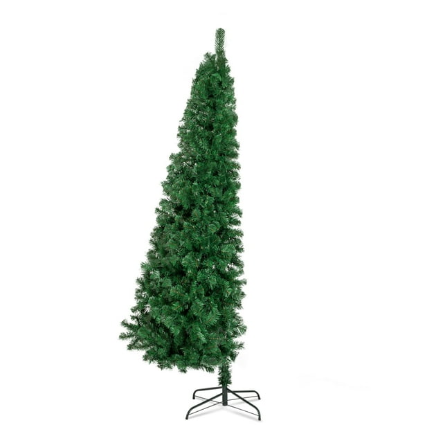 7ft Pre-Lit Half Christmas Tree, Tender Green Half Christmas Tree for ...