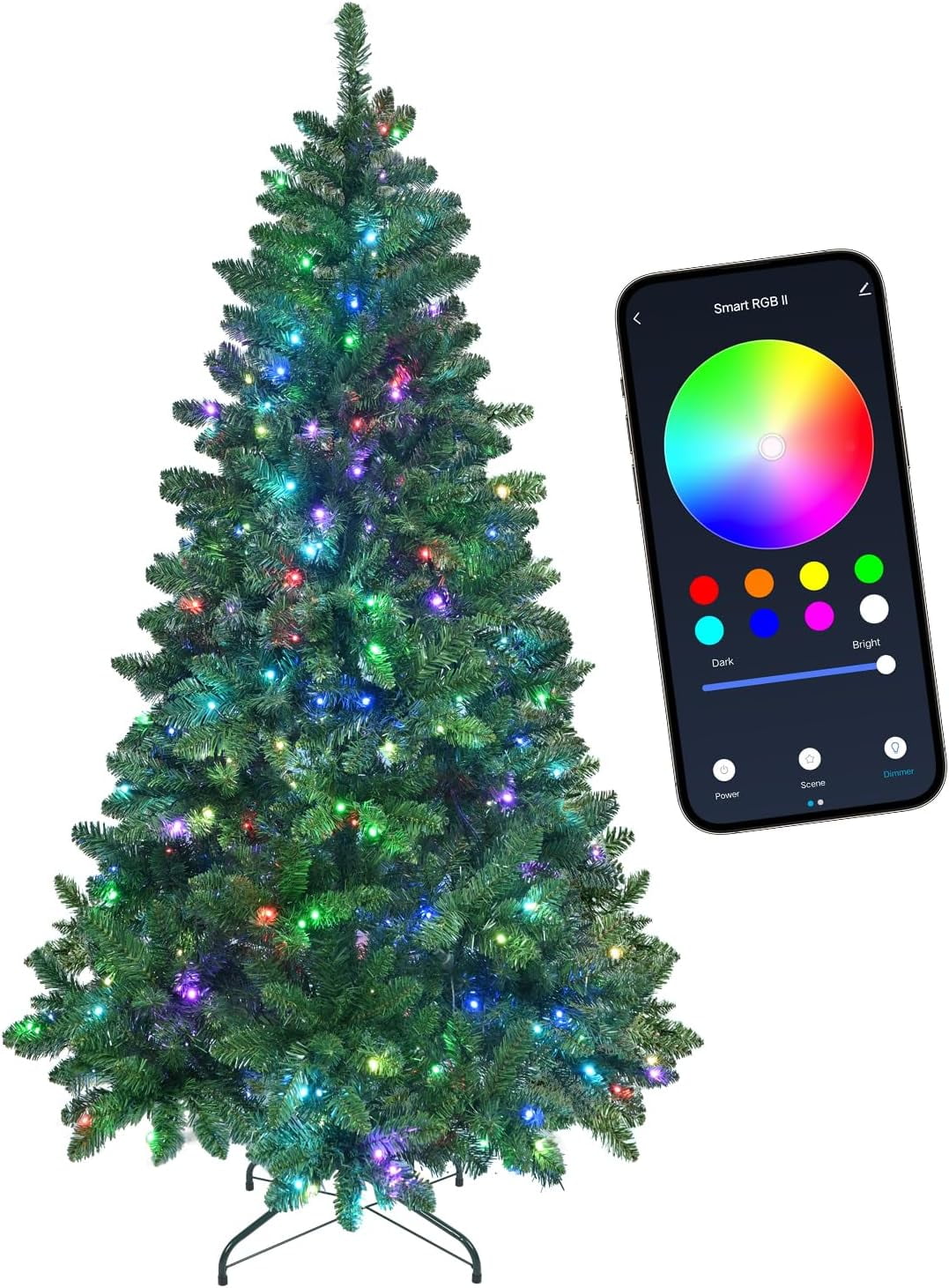 7ft Prelit App Controlled Christmas Tree with RGB Multi-Color Lights ...