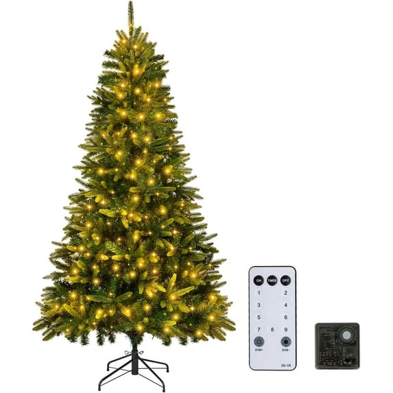 7ft Prelit Christmas Tree with Remote Control, Timer Artificial ...