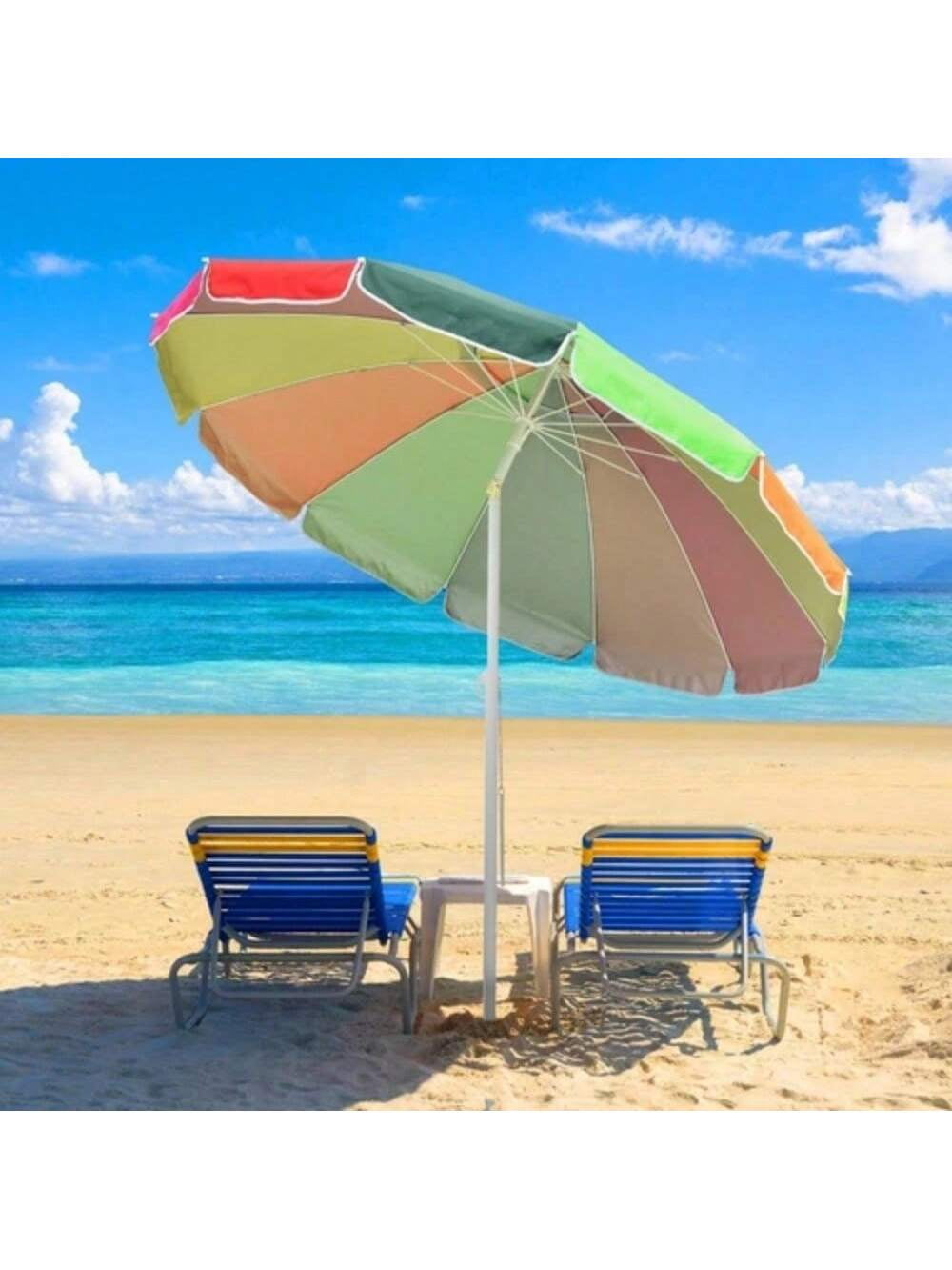 7ft Rainbow Beach Umbrella Sun Shade With Tilt Sand Anchor UV Outdoor - Walmart.com
