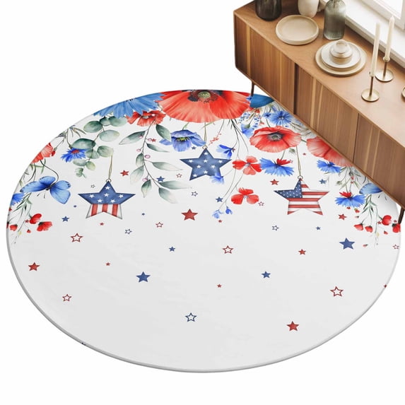 7ft Round Rug 4th of July Area Rugs for Living Room Bedroom Washable ...