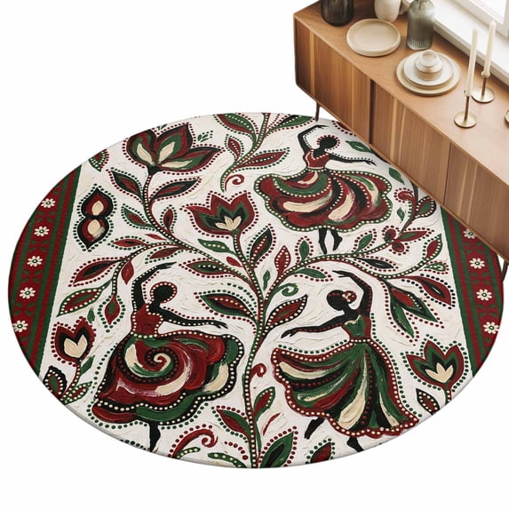 7ft Round Rug Abstract Flowers Area Rugs for Living Room Bedroom ...