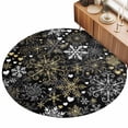 7ft Round Rug Black Christmas Snowflake Area Rugs for Living Room ...