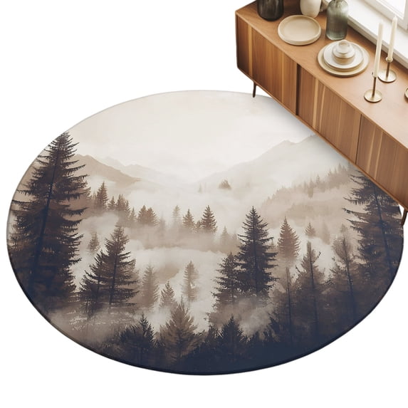 7ft Round Rug Black Forest Area Rugs for Living Room Bedroom Washable ...