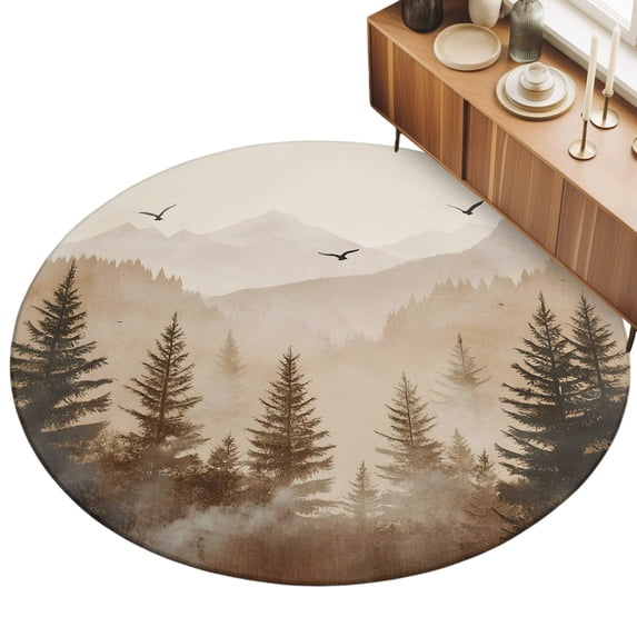 7ft Round Rug Black Forest Area Rugs for Living Room Bedroom Washable ...