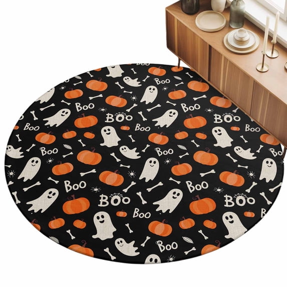 7ft Round Rug Black Halloween Area Rugs for Living Room Bedroom ...