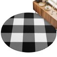 7ft Round Rug Black White Plaid Area Rugs for Living Room Bedroom ...