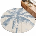 7ft Round Rug Blue Palm Tree Area Rugs for Living Room Bedroom Washable ...
