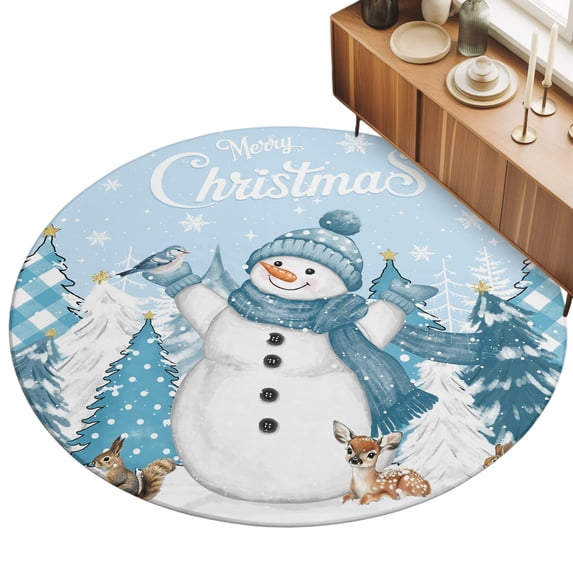 7ft Round Rug Blue Snowman Christmas Area Rugs for Living Room Bedroom ...