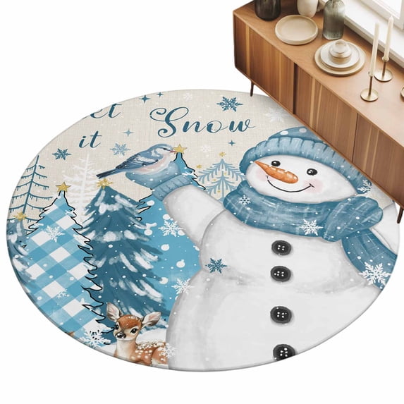 7ft Round Rug Blue Snowman Christmas Area Rugs for Living Room Bedroom ...