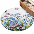 7ft Round Rug Blue Spring Floral Area Rugs for Living Room Bedroom ...