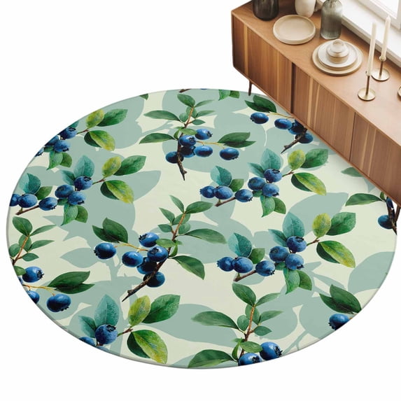 7ft Round Rug Blueberry Botanical Area Rugs for Living Room Bedroom ...